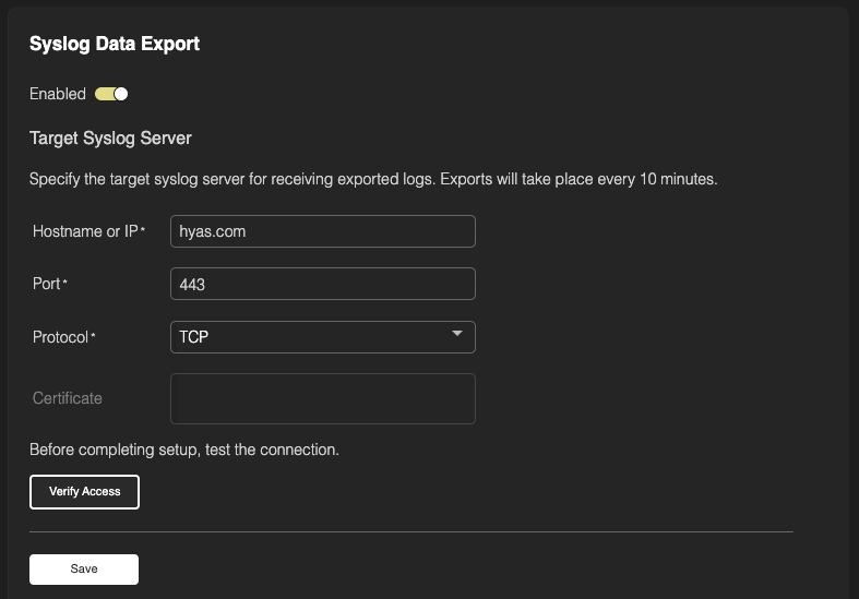 Syslog Data Export